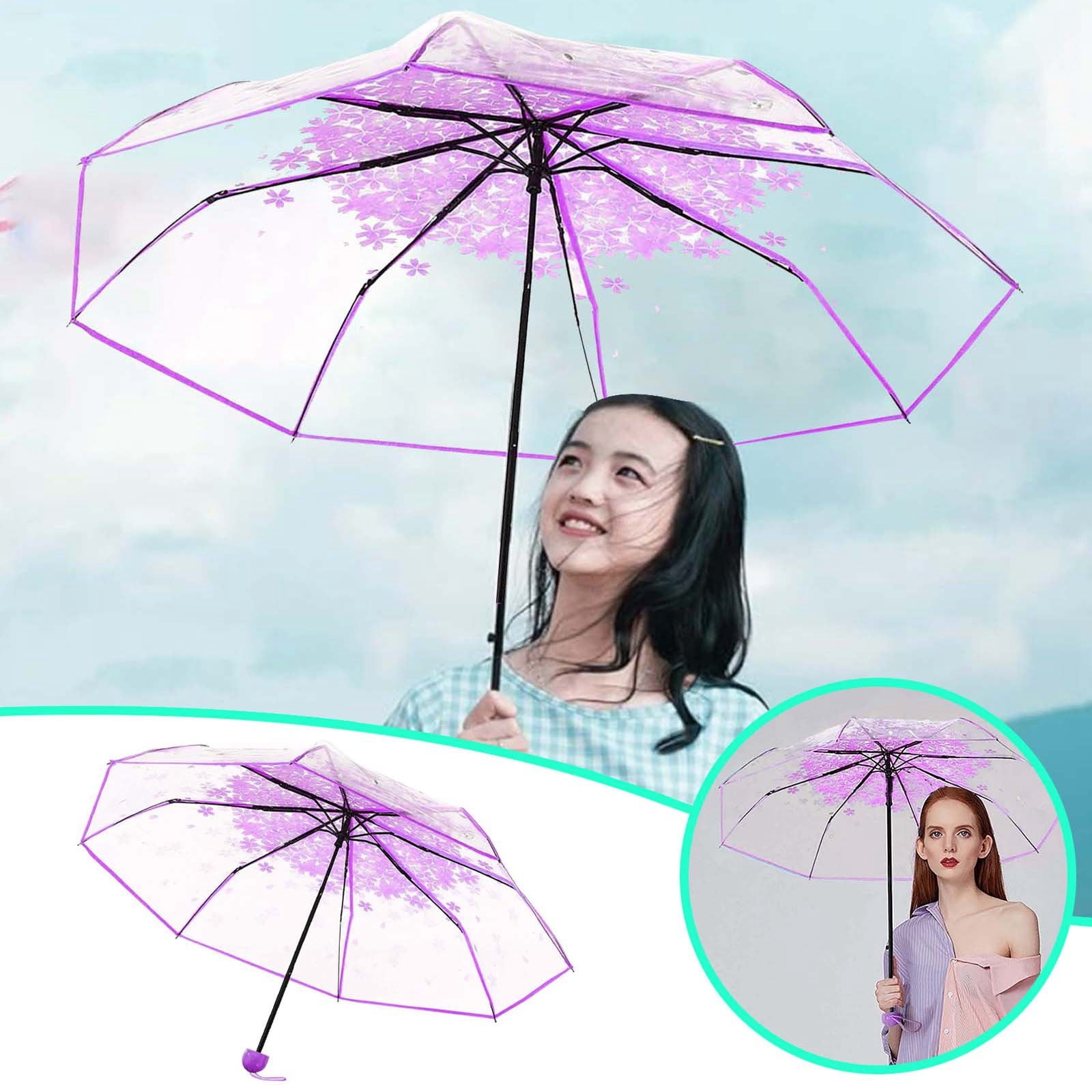 Three Fold Umbrella Women Transparent Umbrellas Folding Umbrellas for ...