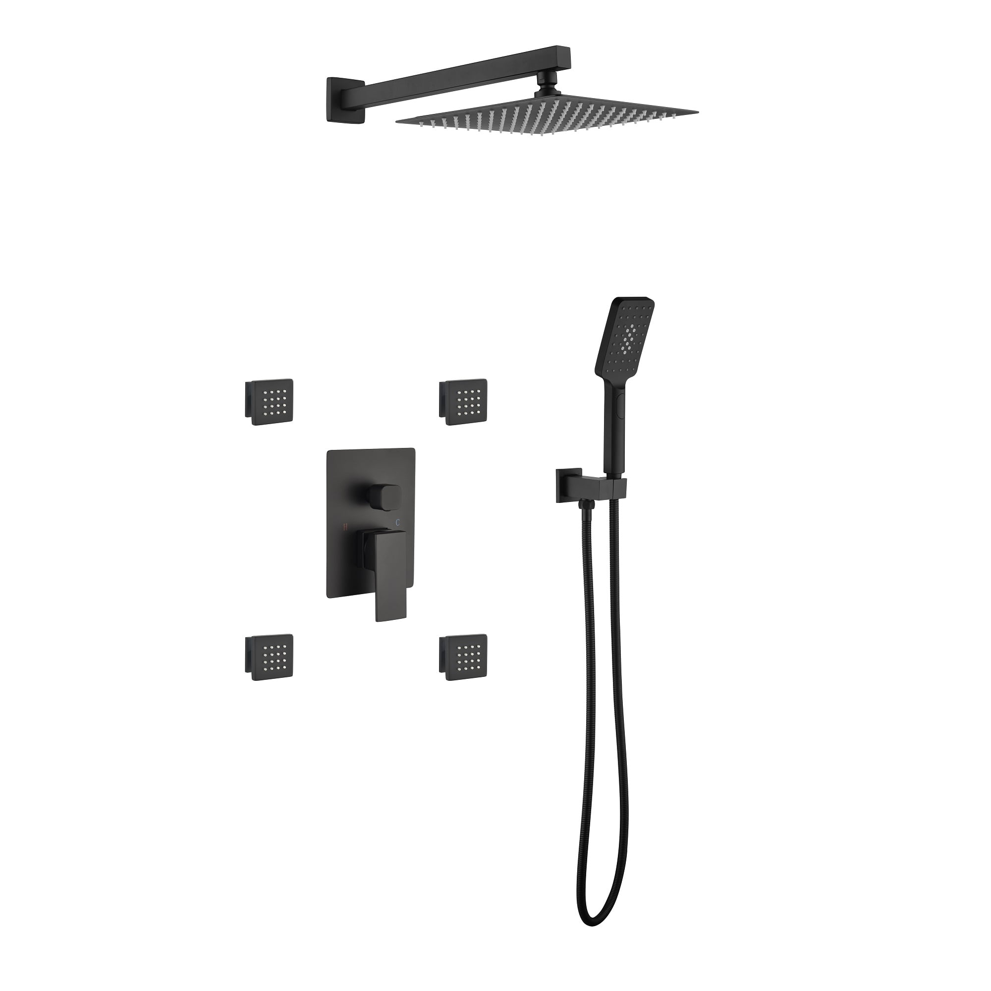 Three Functions Shower Faucet Set with 4 PCS of Body Jets, Complete ...