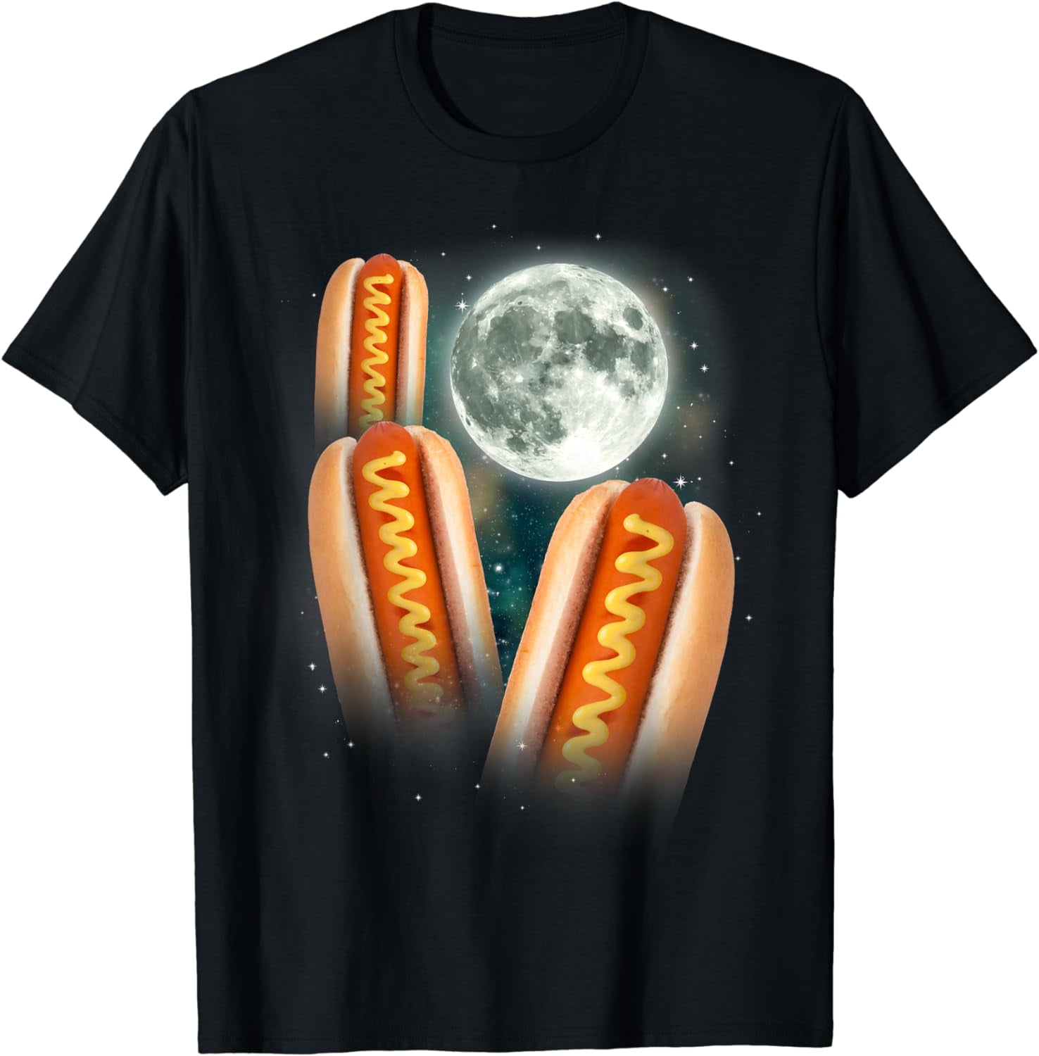 Three Glizzy Moon | Funny 3 Howling Hotdogs Cursed Meme T-Shirt ...