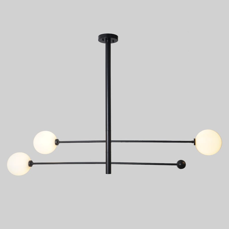 Three Globe Light Stilnovo Style Brass Sputnik parallel Chandelier ...