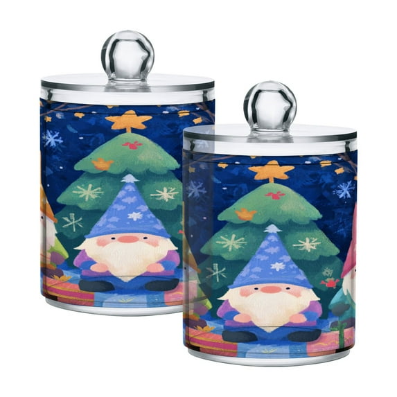 Three Gnomes in Front Christmas Tree Cartoon Translucent Plastic Cans ...