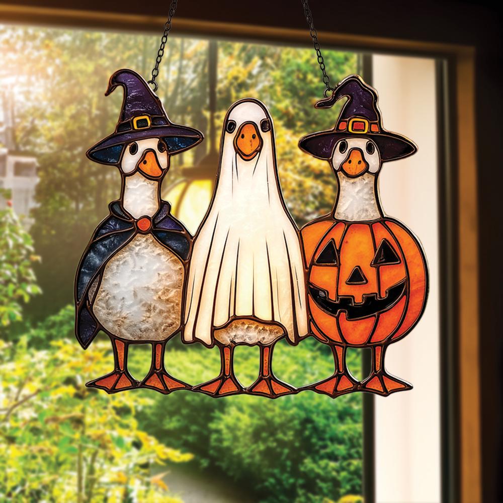 Three Goose in Halloween Custom Acrylic Suncatcher – Faux Stained Glass ...