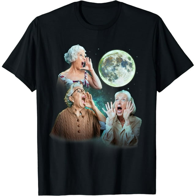 Three Granny Howling At Weird Cursed Moon Meme 3 Wolf Parody T-Shirt - Walmart.com