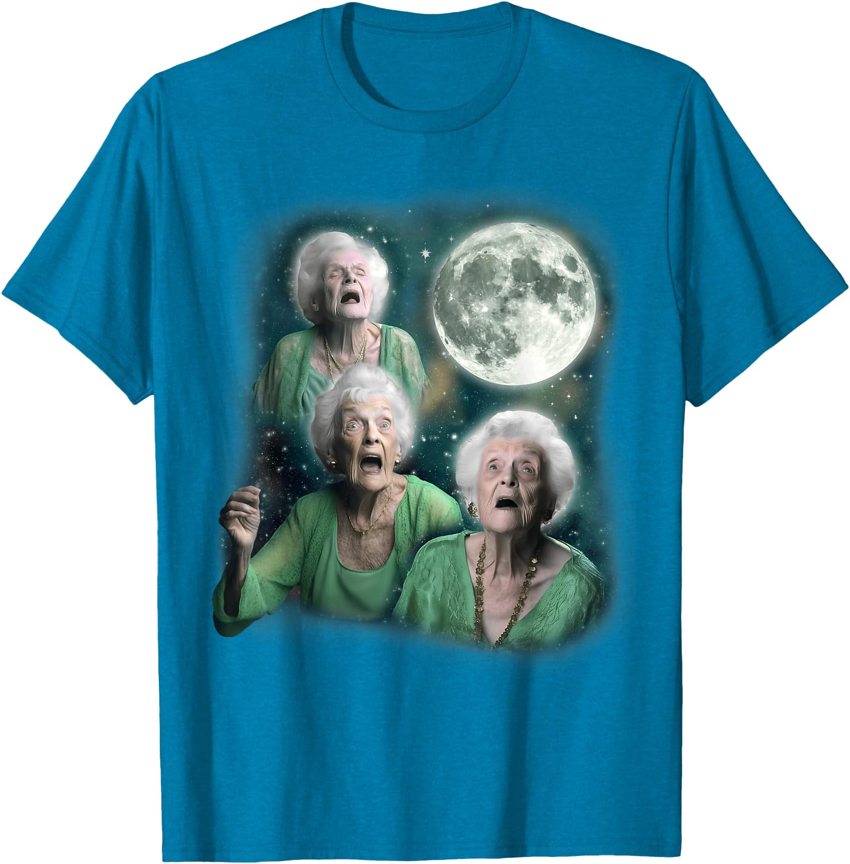 Three Granny Moon 3 Old Ladys Howling Weird Meme Softstyle Unisex T ...