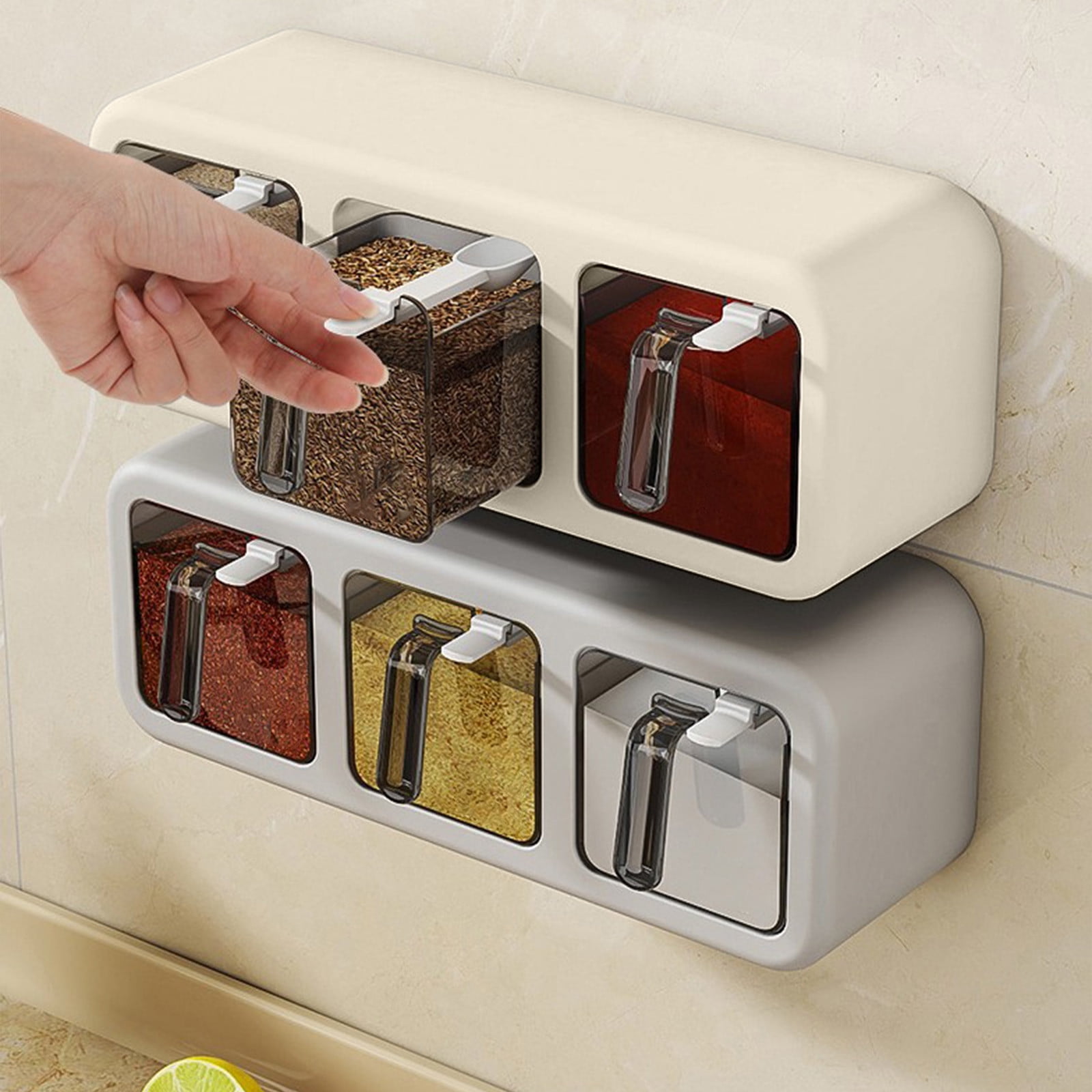 Three Grids Condiment Spice Jar Set 450ml | Clear Plastic Spice ...