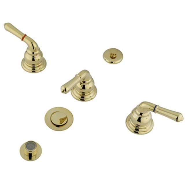 Three Handle Bidet Faucet with Brass Pop-up - Polished Brass - Walmart.com