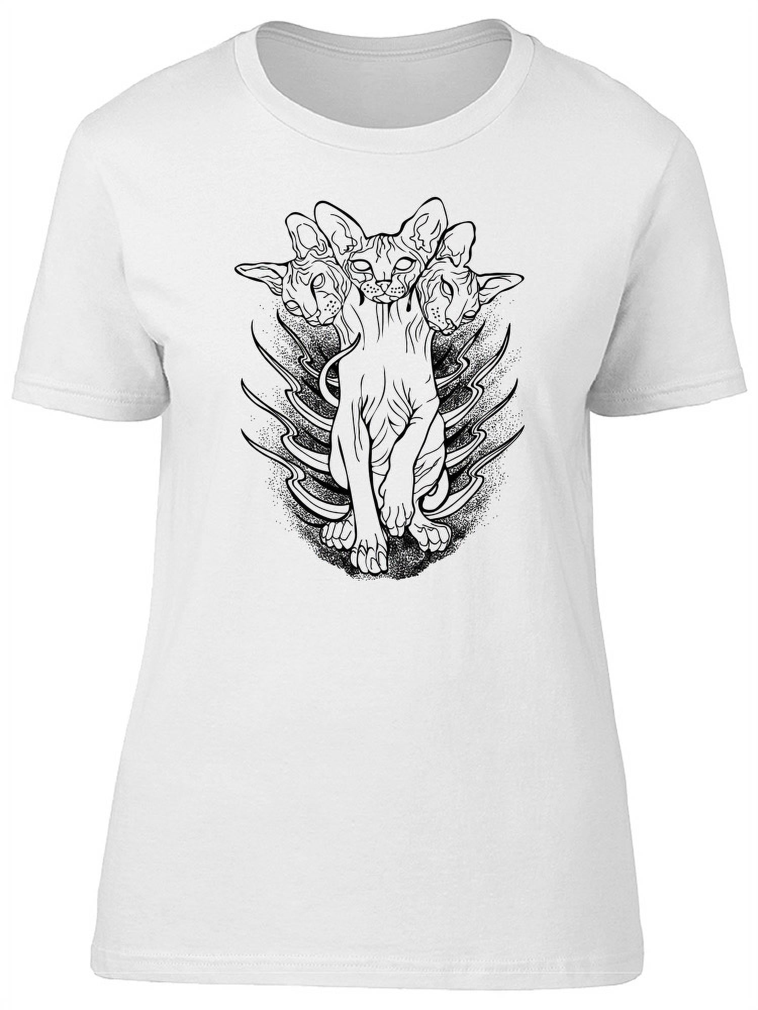 Three Headed Cat Hand Drawn T-Shirt Women -Image by Shutterstock ...