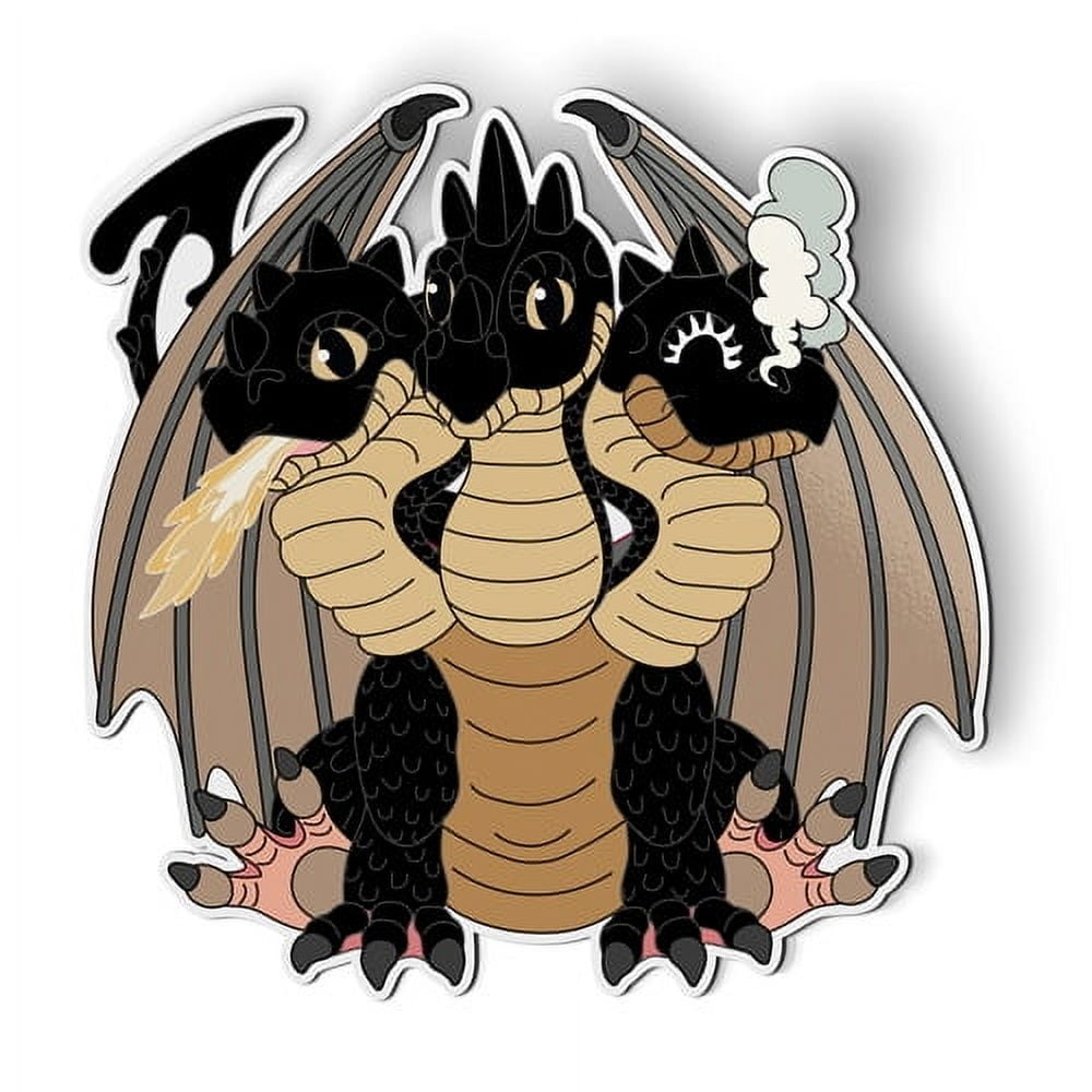 Three Headed Dragon Cute - 5" Magnet for Car Locker Refrigerator ...