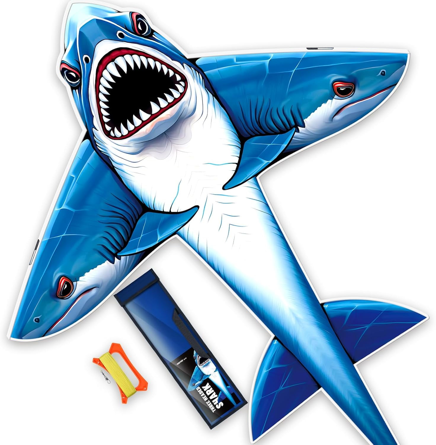 Three Headed Shark Kite for Kids and Adults,Kites for Kids Ages 8-12 ...