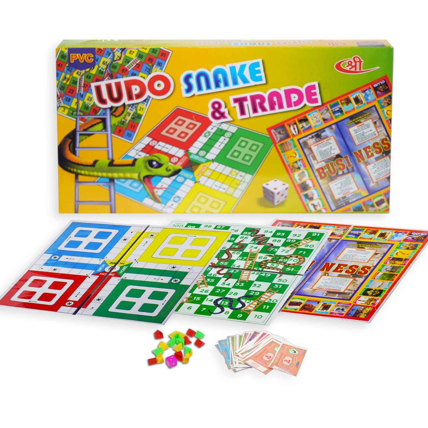 Three In One Family Board Game | Ludo, Snake And Ladder & Business ...