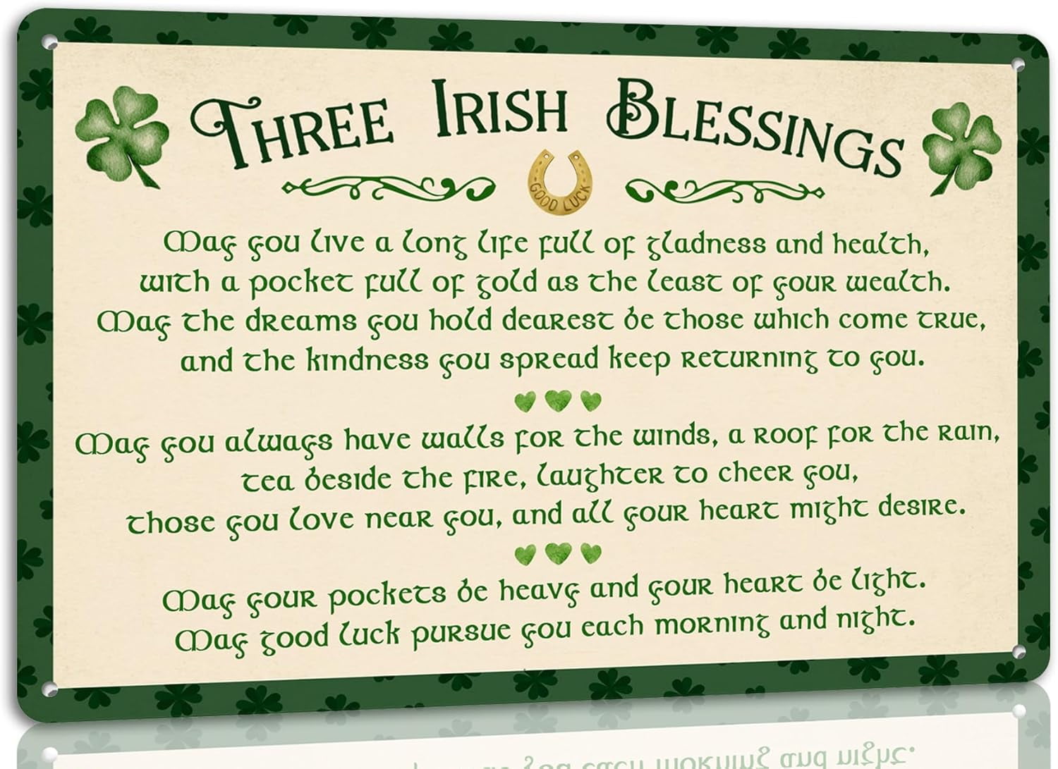 Three Irish Blessing Metal Tin Sign Vintage Irish Poster Wall Art Cafes ...