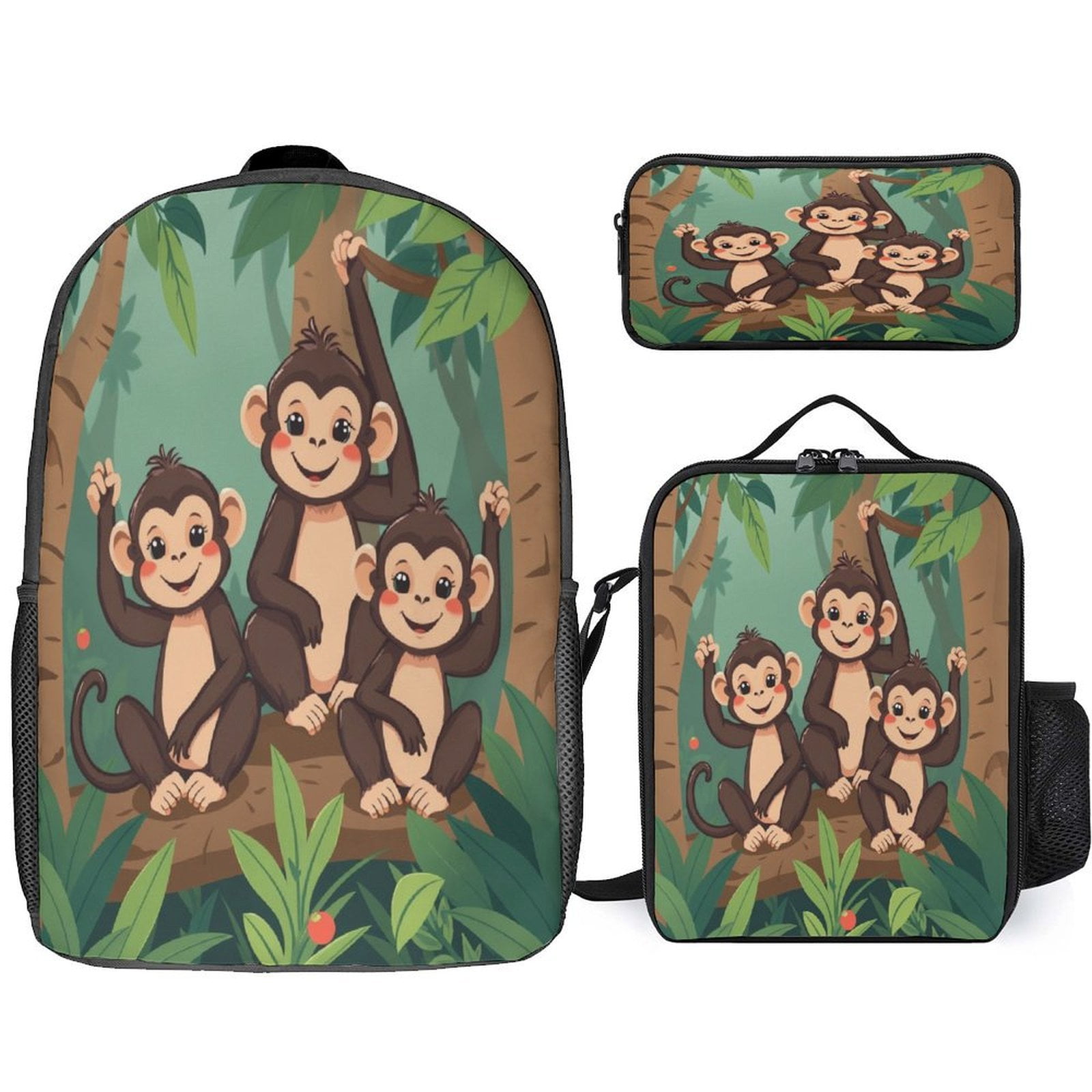 Three Jungle Monkeys 3pcs/Set Student Travel Bags Laptop Daypack ...