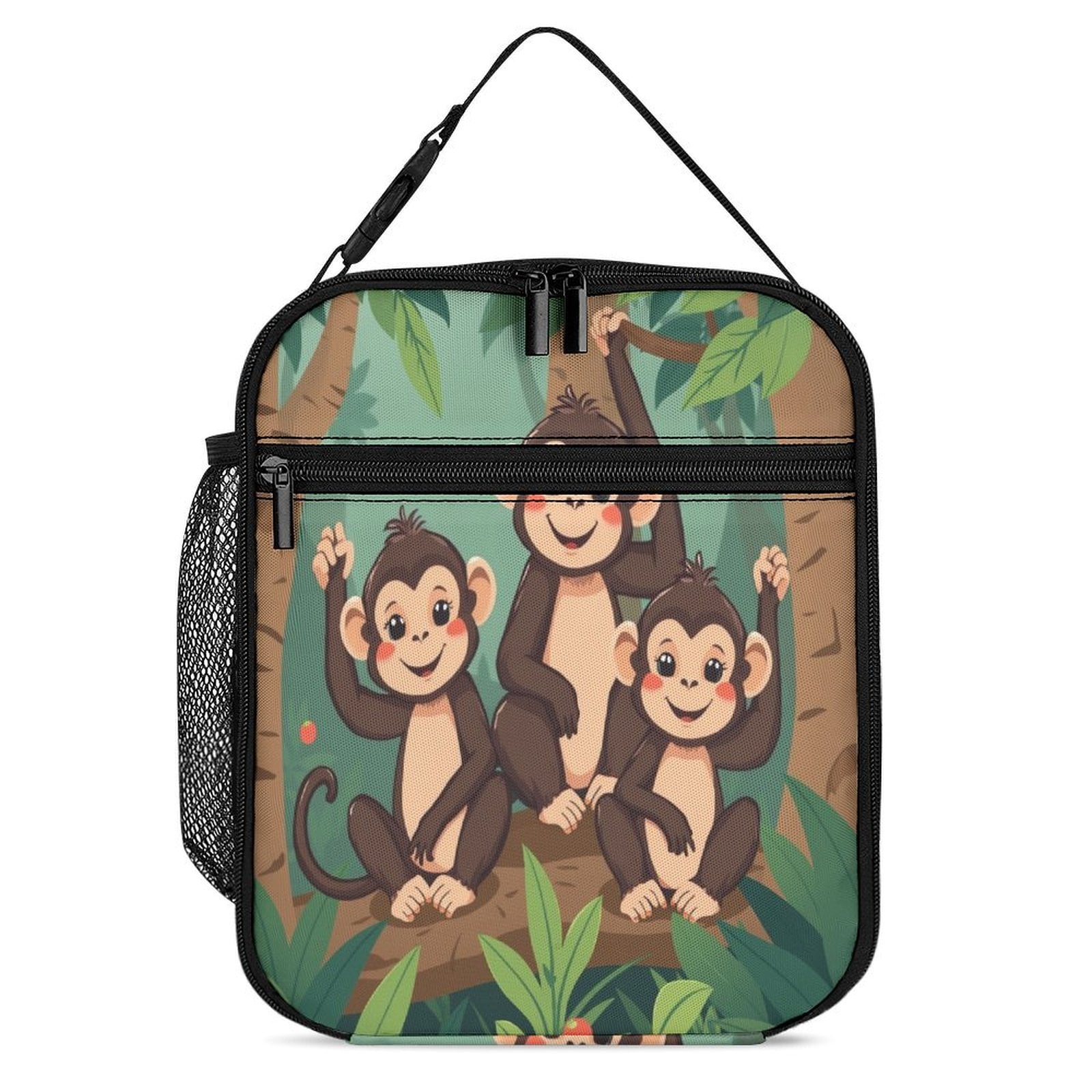 Three Jungle Monkeys Lunch Box Food Bag for Work Office Outdoor Picnic ...