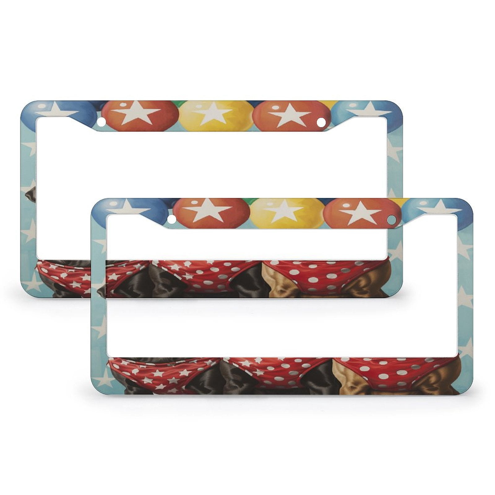 Three Labrador Dogs with American Flag Balloons License Plate Frame 2 ...