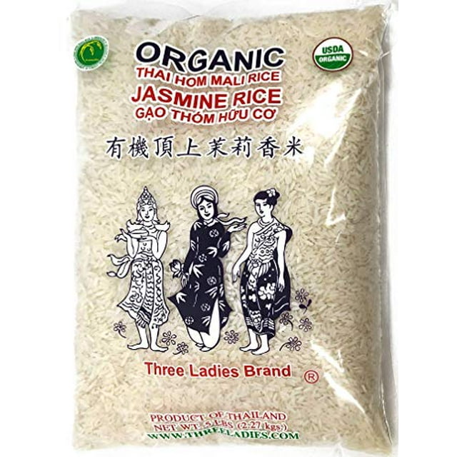 Three Ladies USDA Organic Thai Long Grain Jasmine Rice 5 Pounds ...