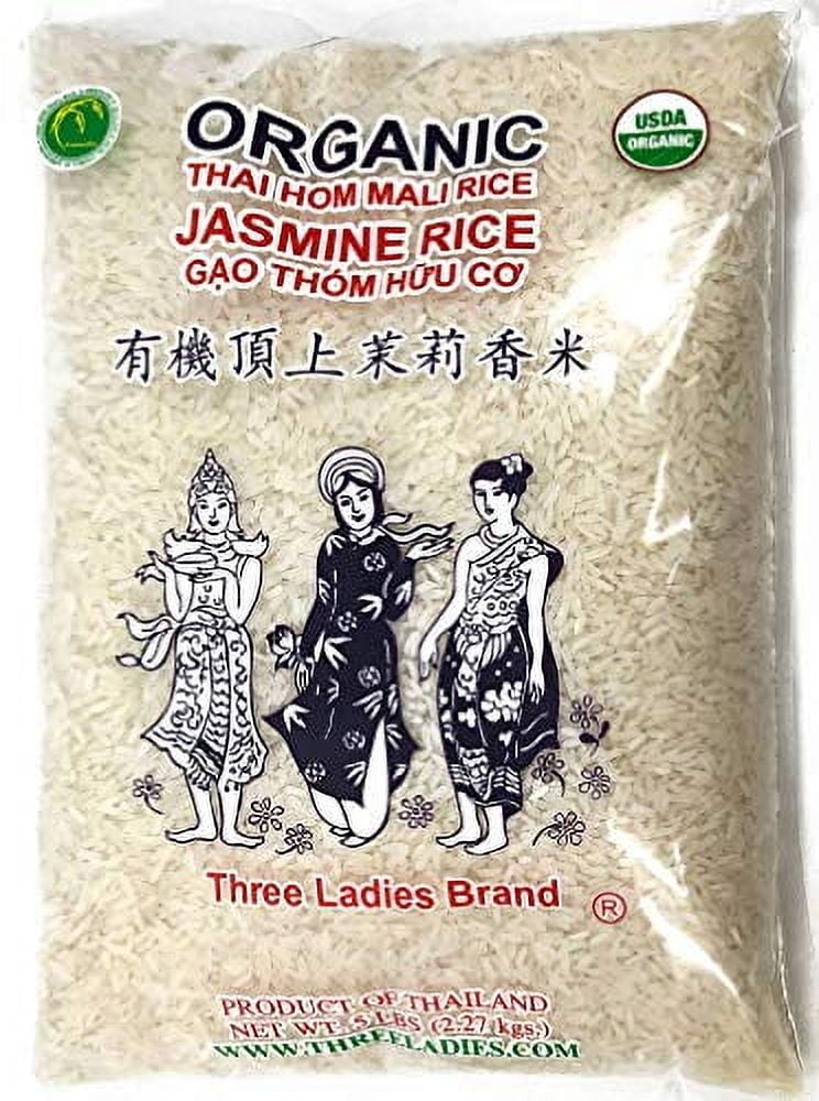 Three Ladies USDA Organic Thai Long Grain Jasmine Rice 5 Pounds ...