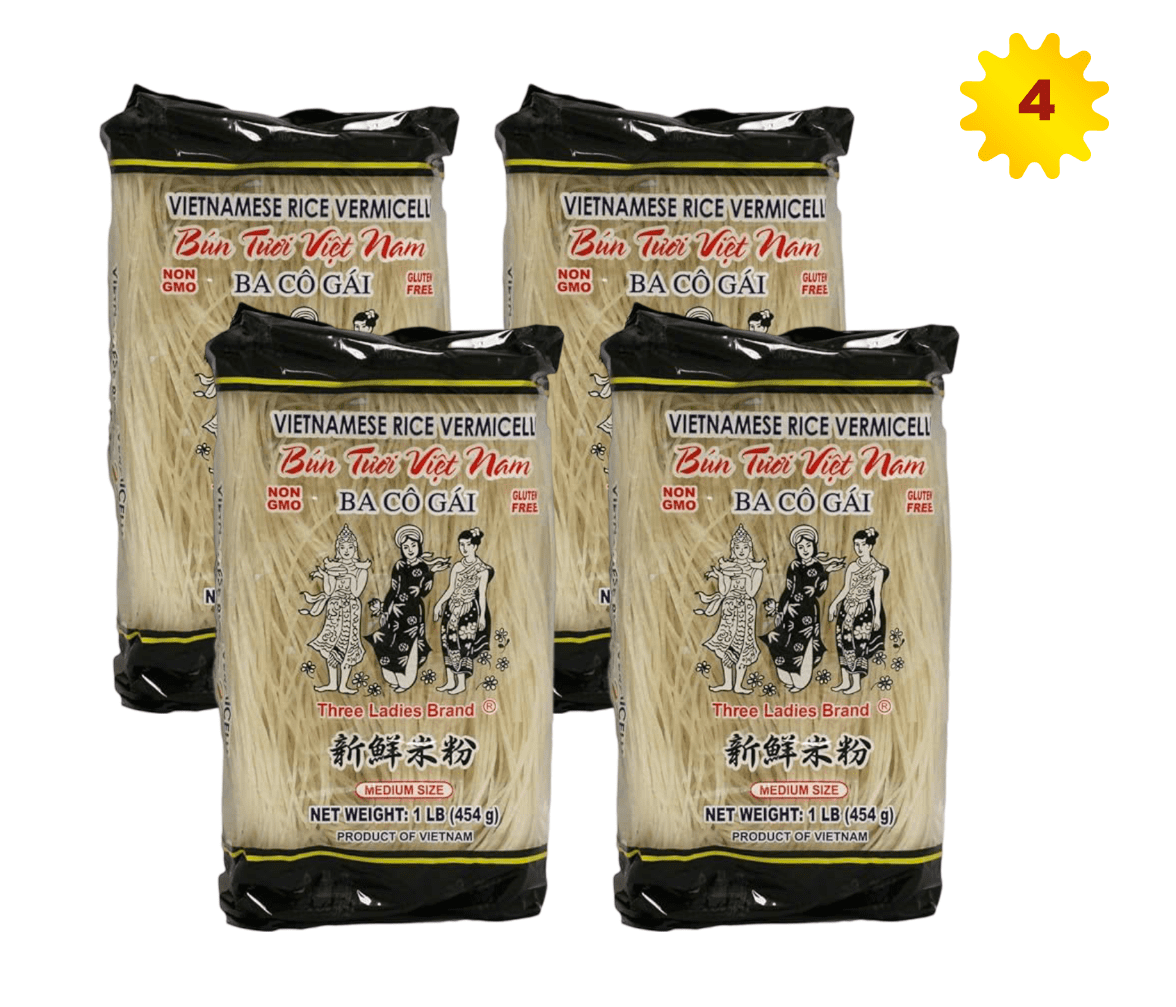 Three Ladies Vietnamese Rice Stick Vermicelli 1LB x 4 Packs Rice Noodle ...