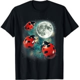 Three Ladybug Moon | Red Beetles Gardener Outdoors Cute Bug T-Shirt ...