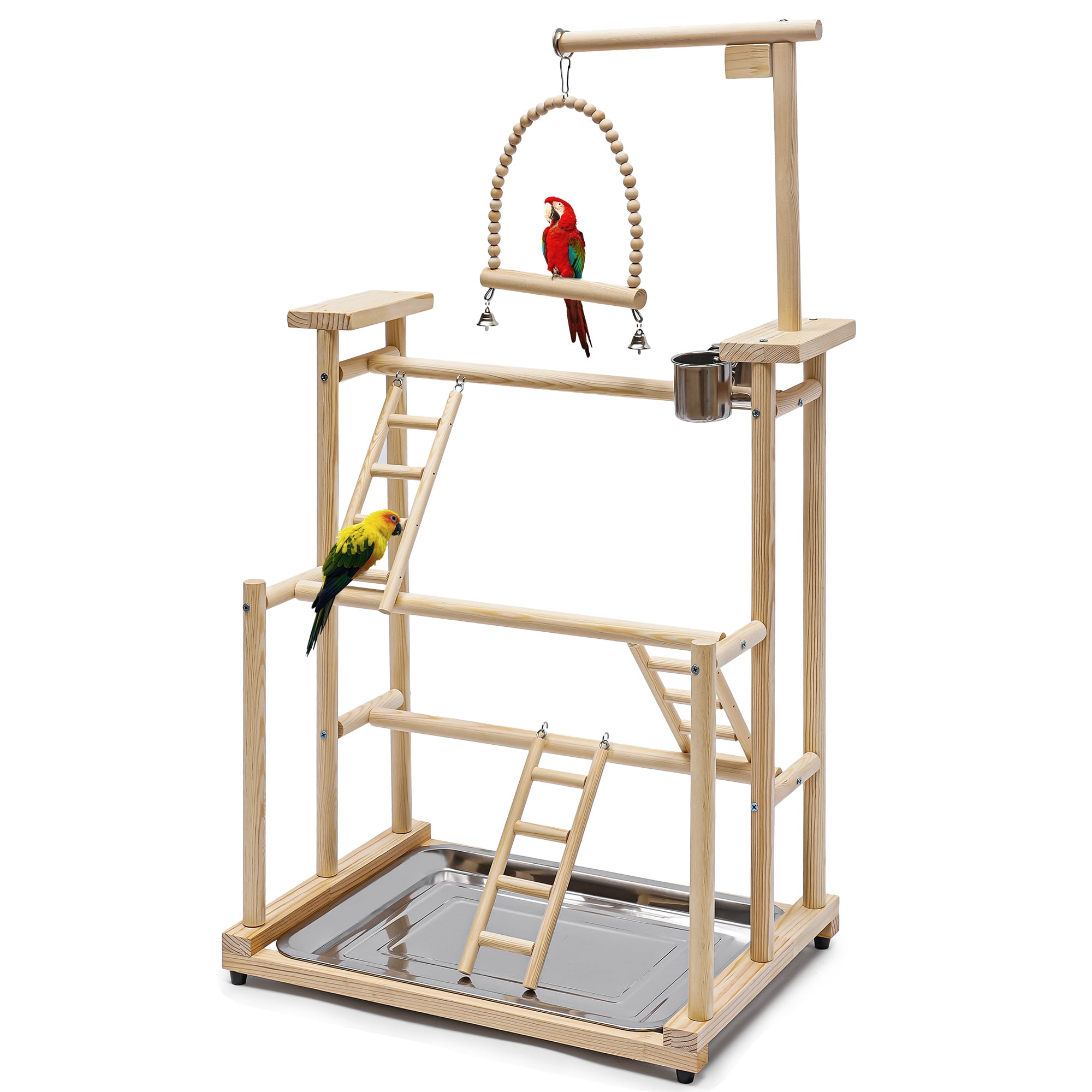 Three-Layer Bird Stand with Swings, Ladders, and Spacious Habitats for ...