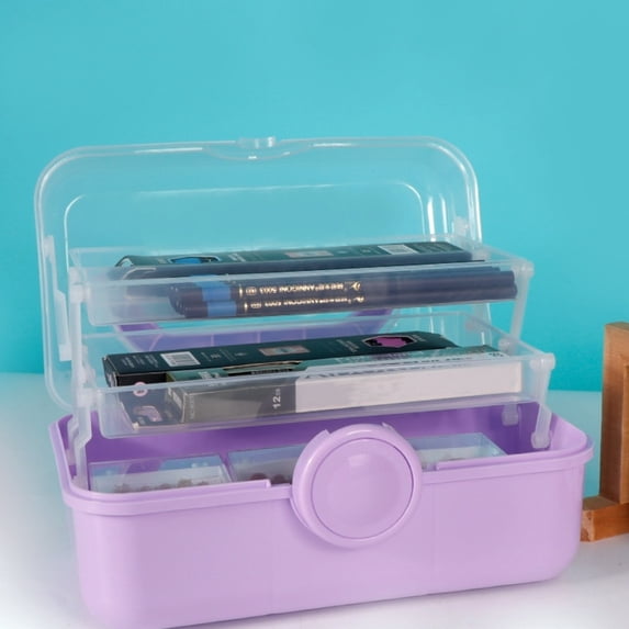 Three-Layer Folding Storage Box, Portable Toolbox for Cosmetics, Art ...