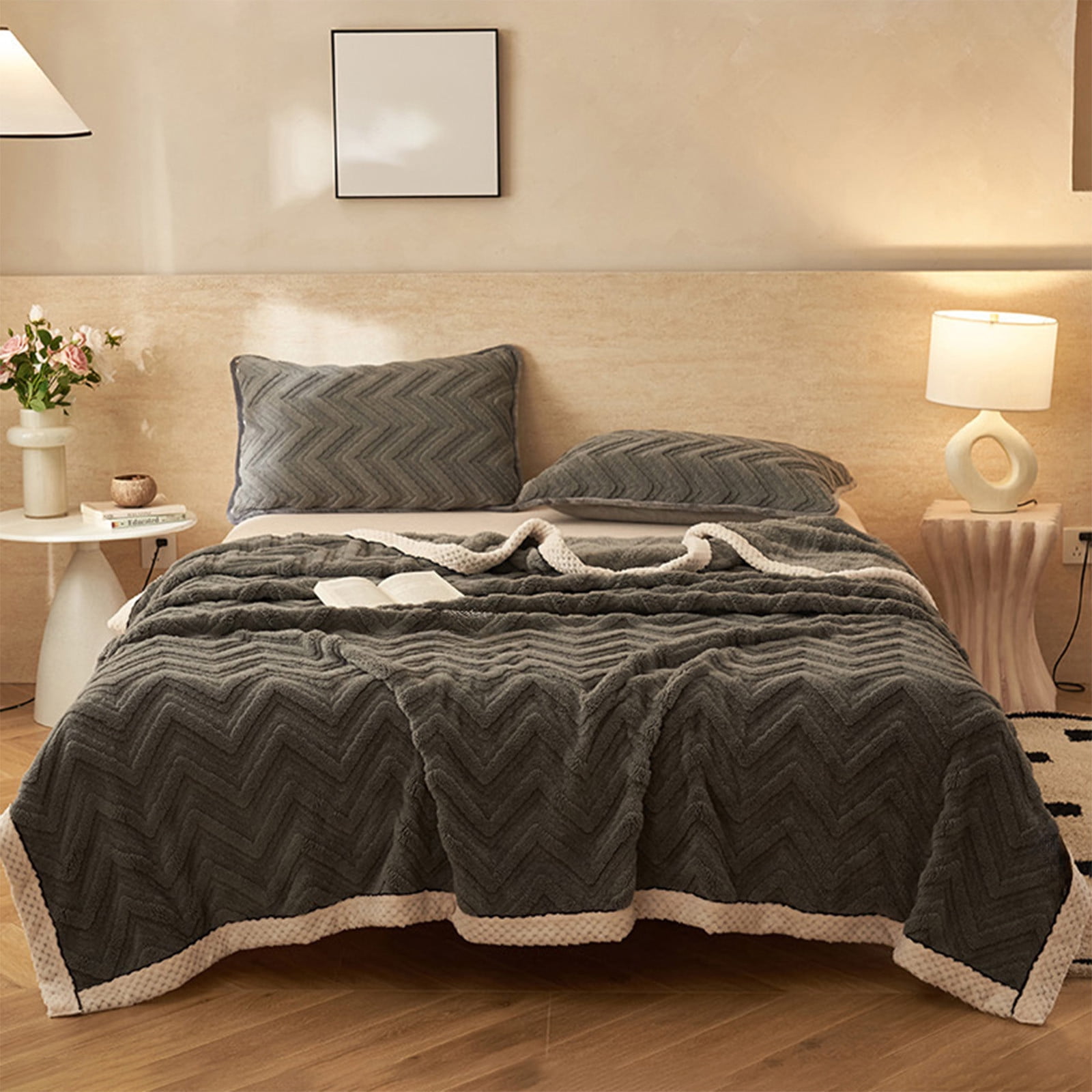Three Layer Jacquard Blanket | 47x78 Inch Soft Facecloth Fleece | No ...