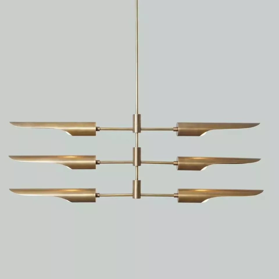 Three Layer Modern Brass Shade Counter Balance Pendant Light Chandelier ...