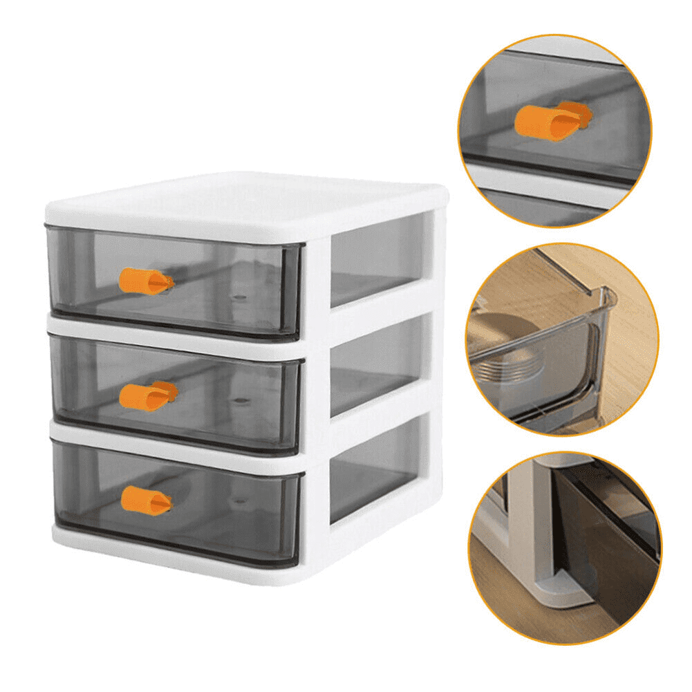 Three-Layer Plastic Drawer Storage Organizer, Portable 3-Drawer Case ...