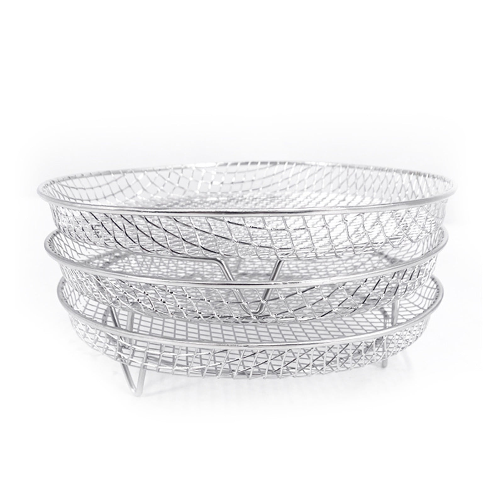 Three Layer Stainless Steel Grill Air Fryer Accessories Round Grill Pan ...