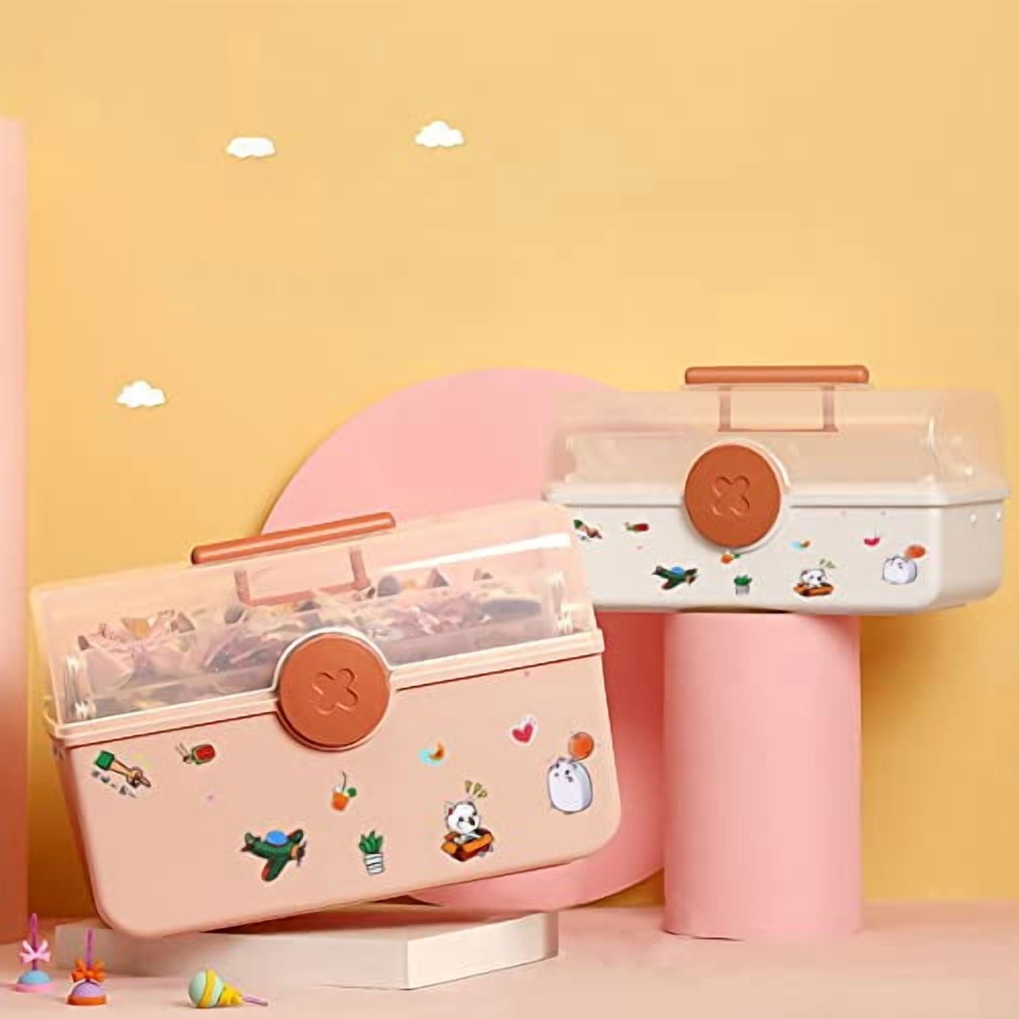 Three-Layer Storage Box Organizer 14in Folding Tool Box/Art & Crafts ...