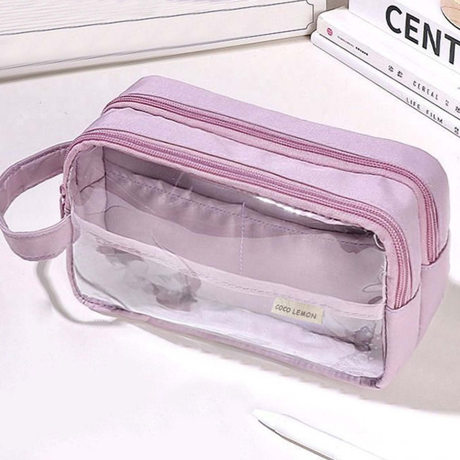 Three-Layer Super-Large Capacity Transparent Pen Case For Rose Powder ...