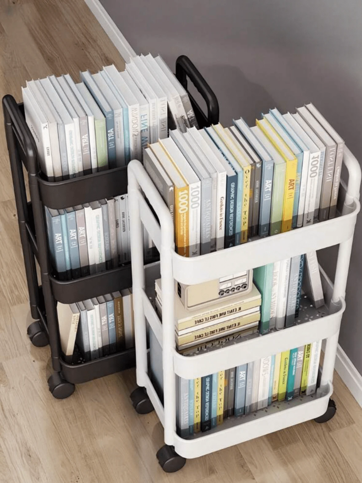 Three-Layer Trolley With Handrails, Rolling Storage Cart 3 Tier ...