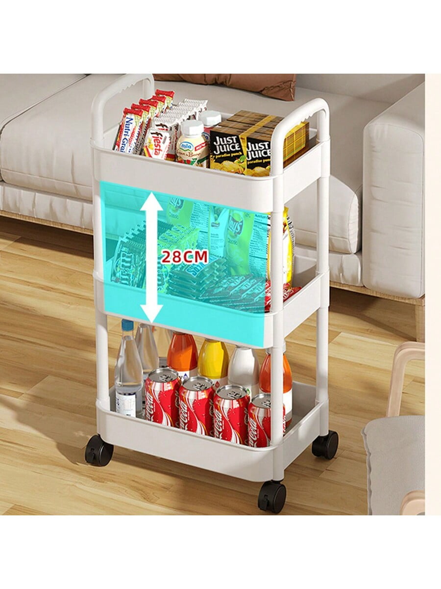 Three-Layer Trolley With Handrails, Rolling Storage Cart 3 Tier ...