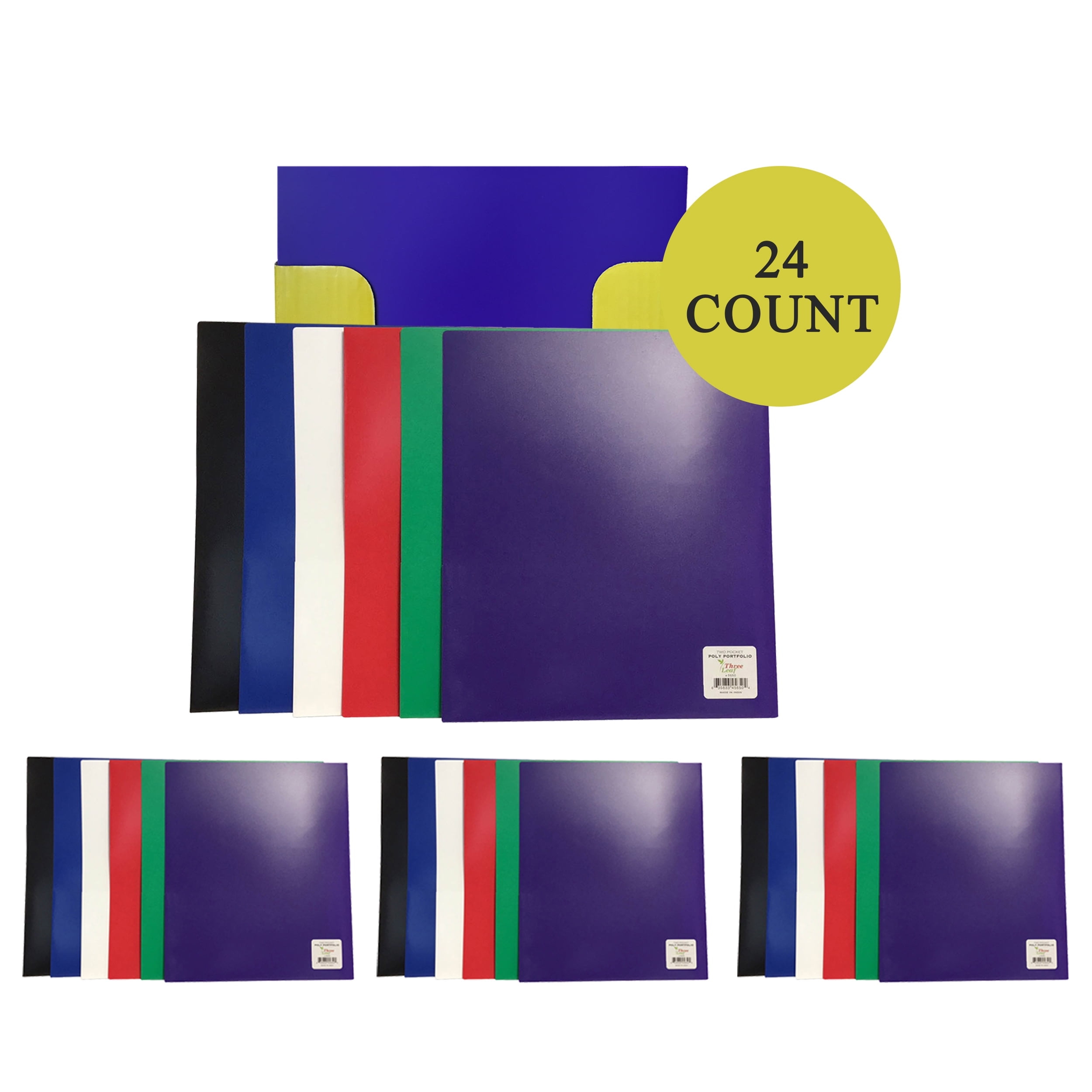Three Leaf 2 - Pocket Poly Portfolio, Pack Of 24, Solid Assorted Colors ...