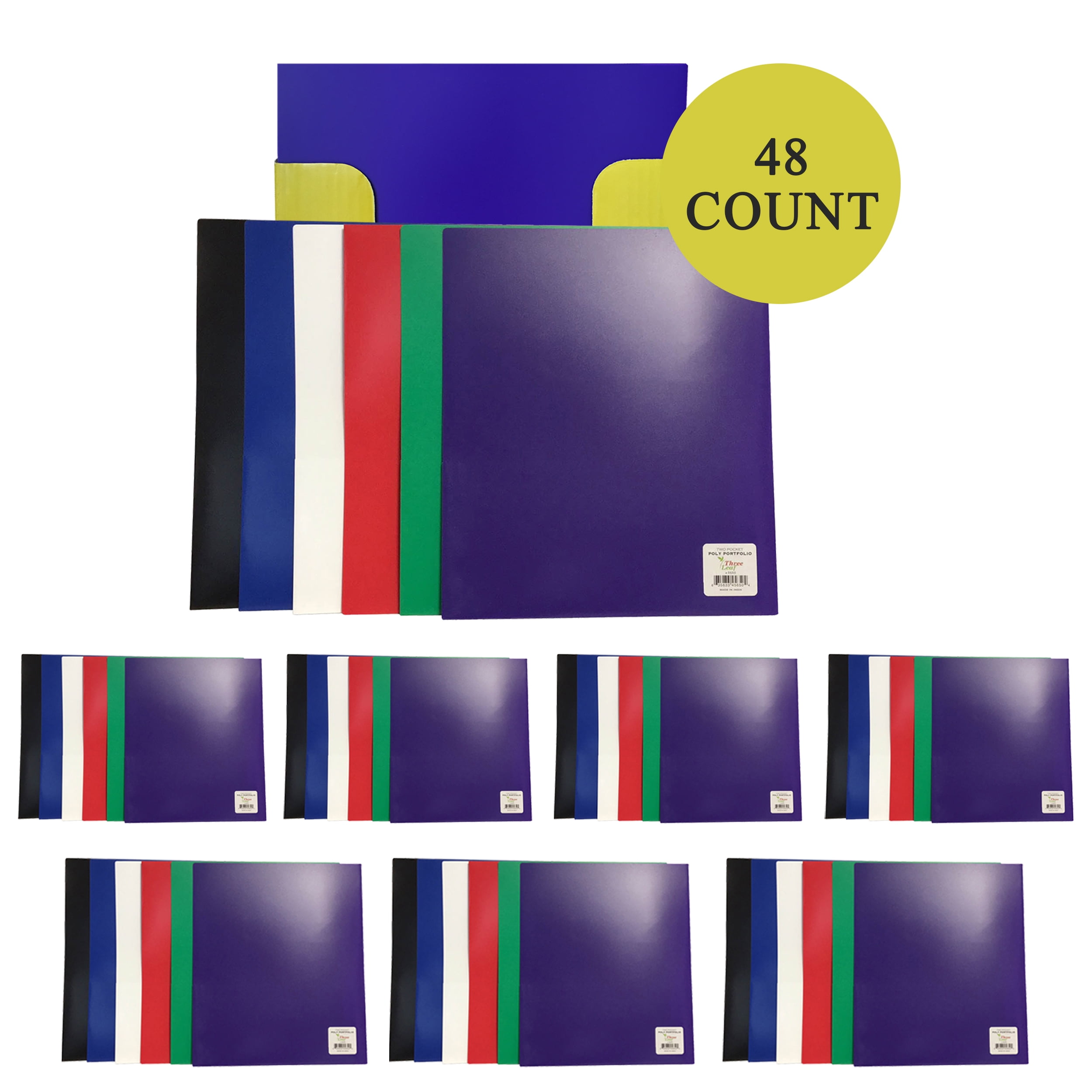 Three Leaf 2 - Pocket Poly Portfolio With, Pack Of 48, Solid Assorted ...