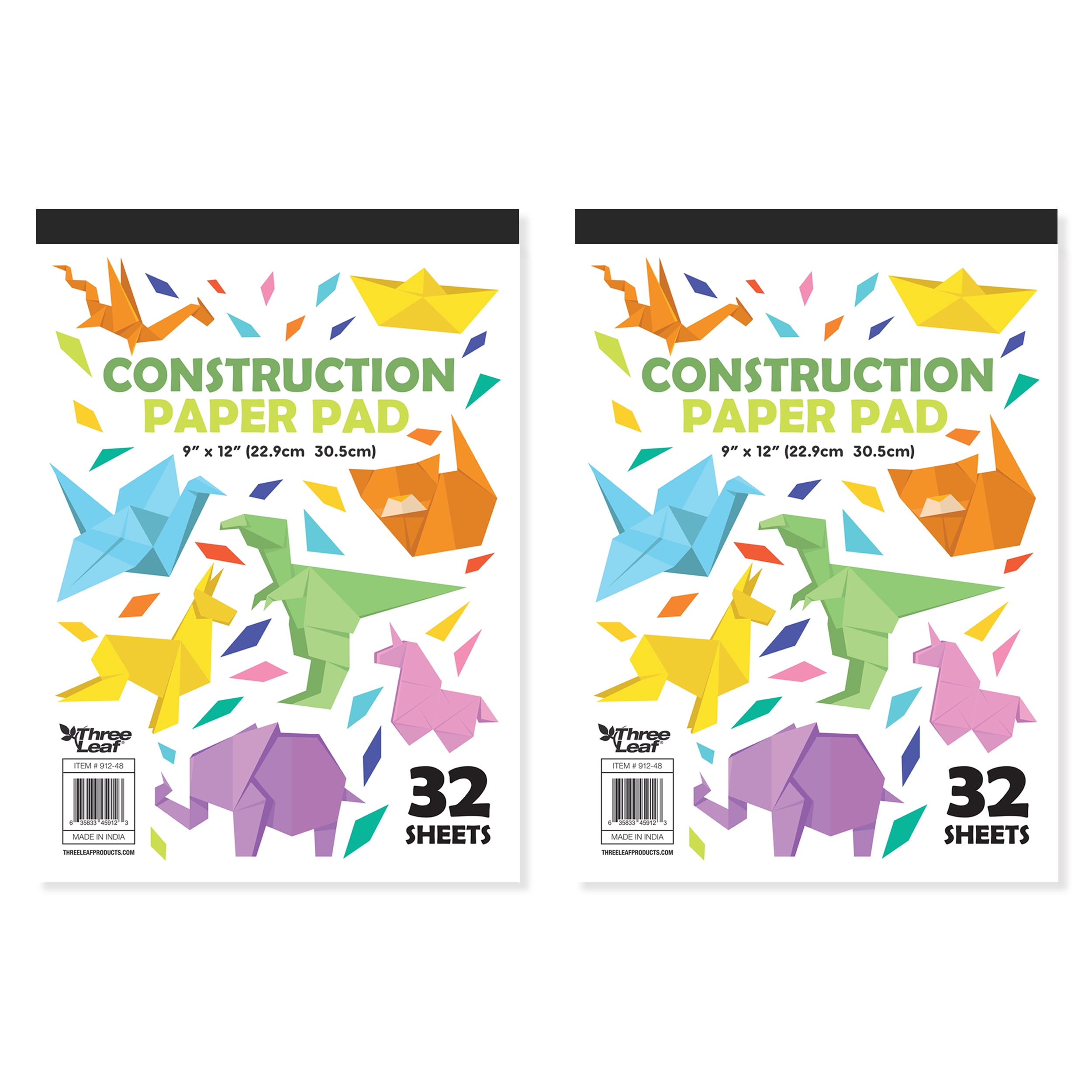 Three Leaf 9" x 12" 32 Ct. Construction Paper Pad, Pack Of 2, Assorted ...