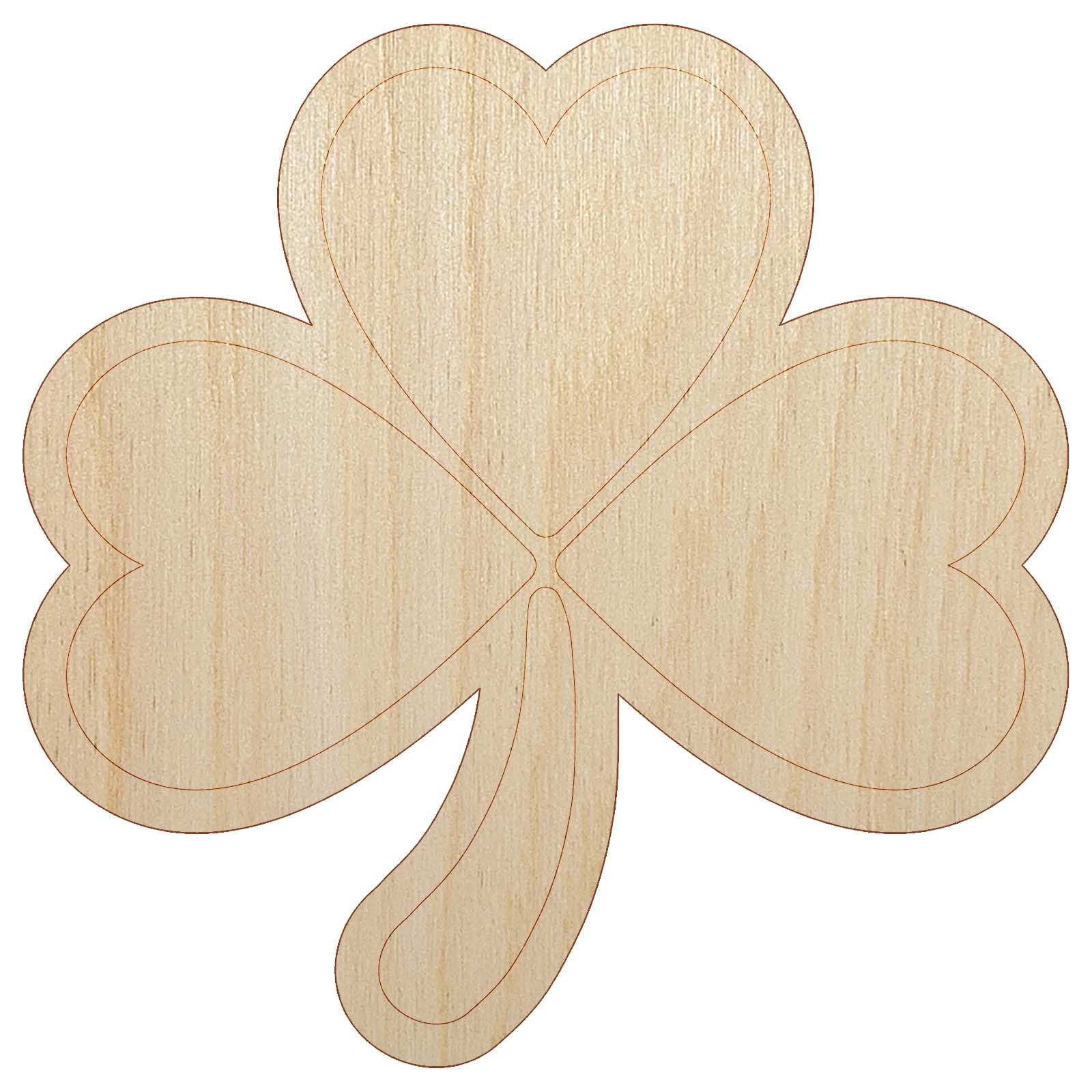 Three Leaf Clover Shamrock Wood Shape Unfinished Piece Cutout Craft DIY ...
