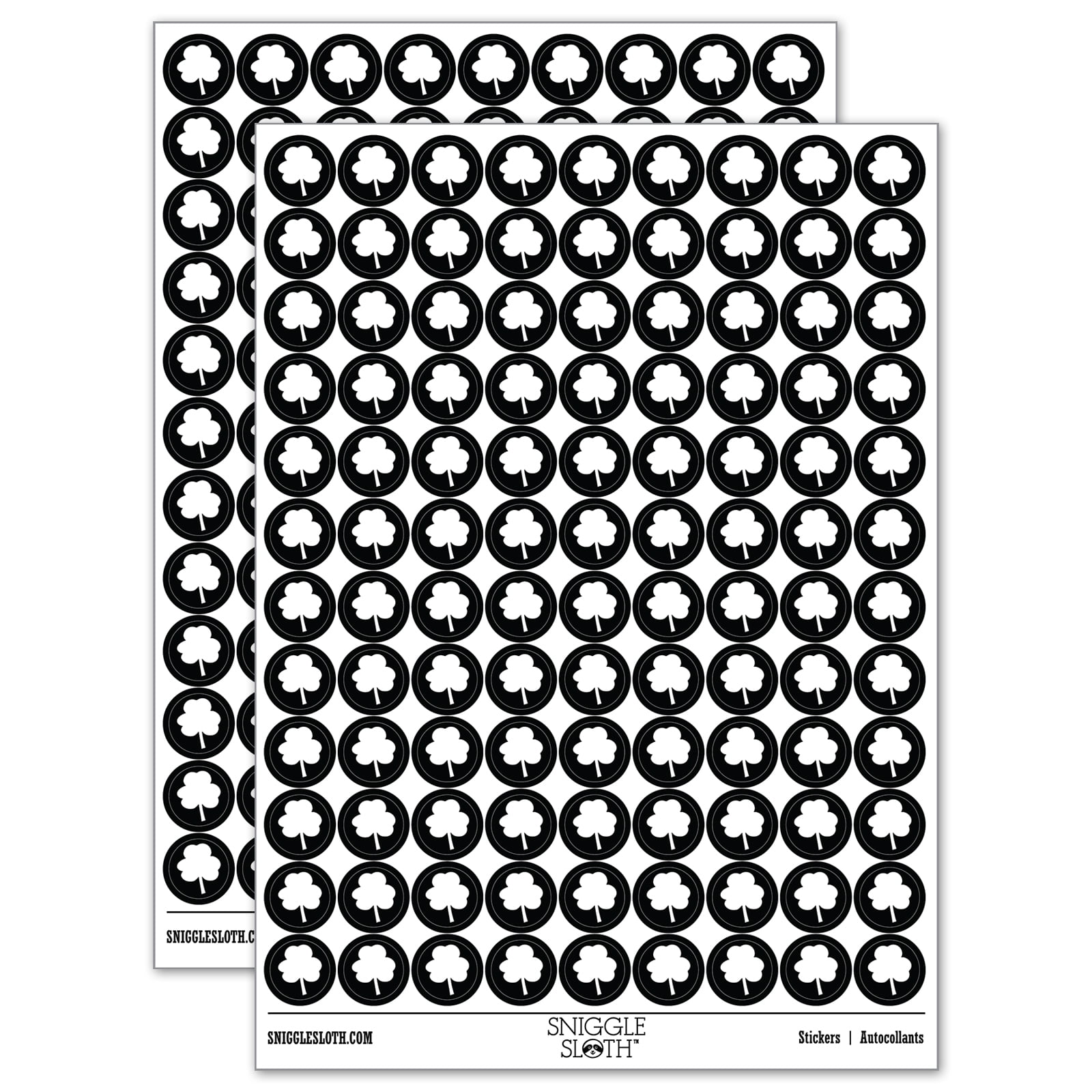 Three Leaf Clover Solid Round Sticker Set - Black - Matte Finish - 0.50 ...