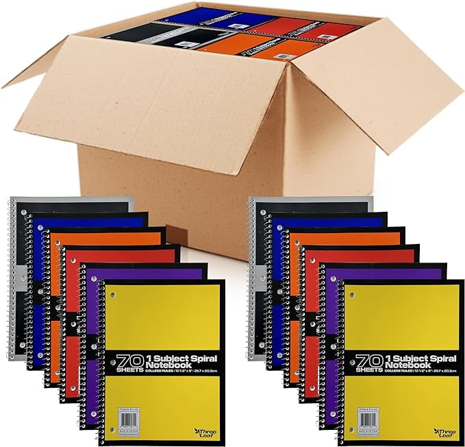 Three Leaf College Ruled 8" X 10 1/2" Spiral Notebook (Pack Of 48 ...