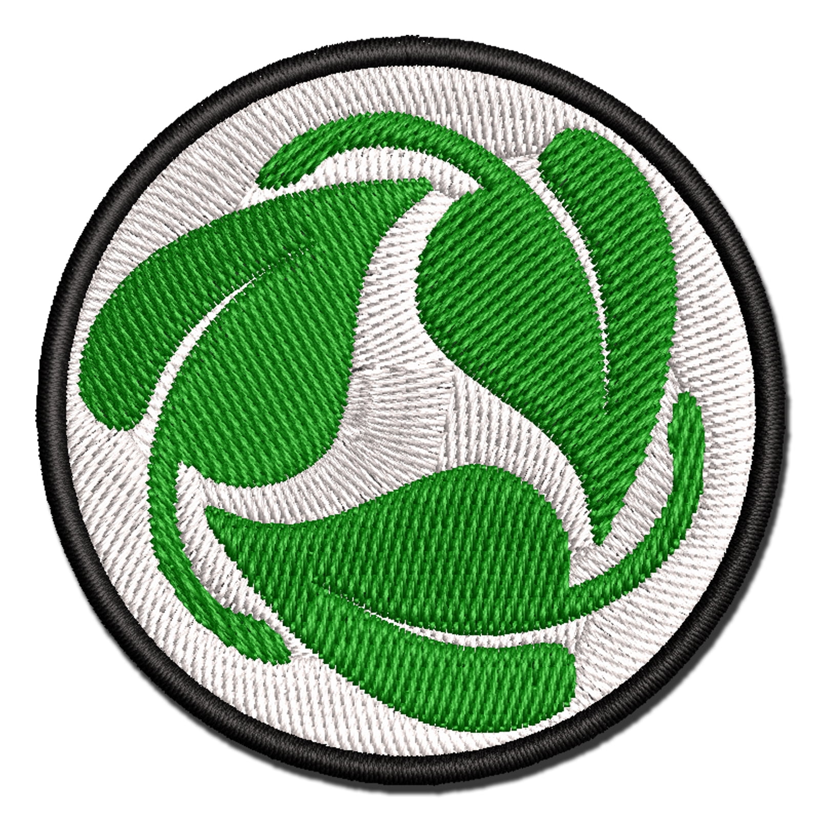 Three Leaves Circle Recycle Pattern Applique Multi-Color Embroidered ...