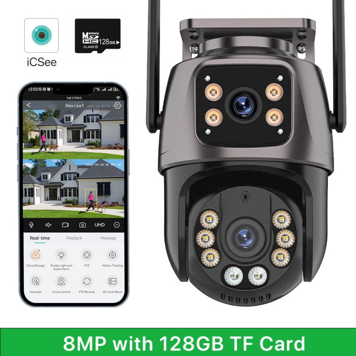Three Lens Three Screen IP 12MP Camera WiFi External Dual Lens Auto ...