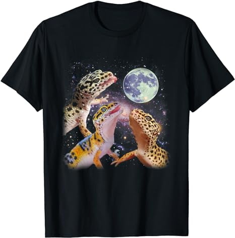 Three Leopard Geckos Howling At The Moon Starry Night T-Shirt - Walmart.com