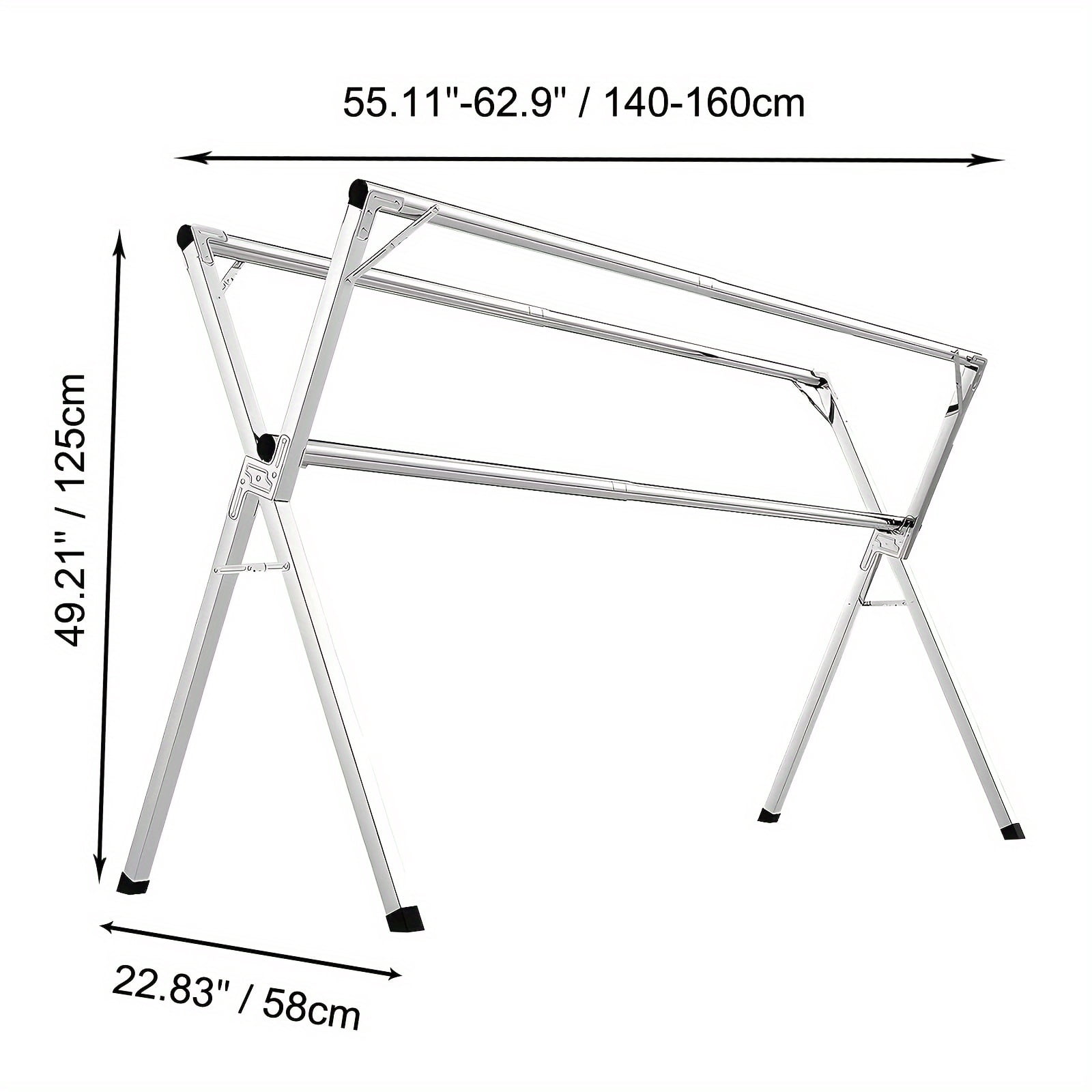Three-Level Clothes Drying Stand, Expandable Metal Laundry Rack ...
