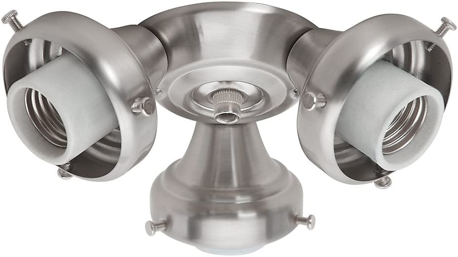 Three Light Nickel Fitter for Ceiling Fan - Ceiling Fan Light Kit Base ...