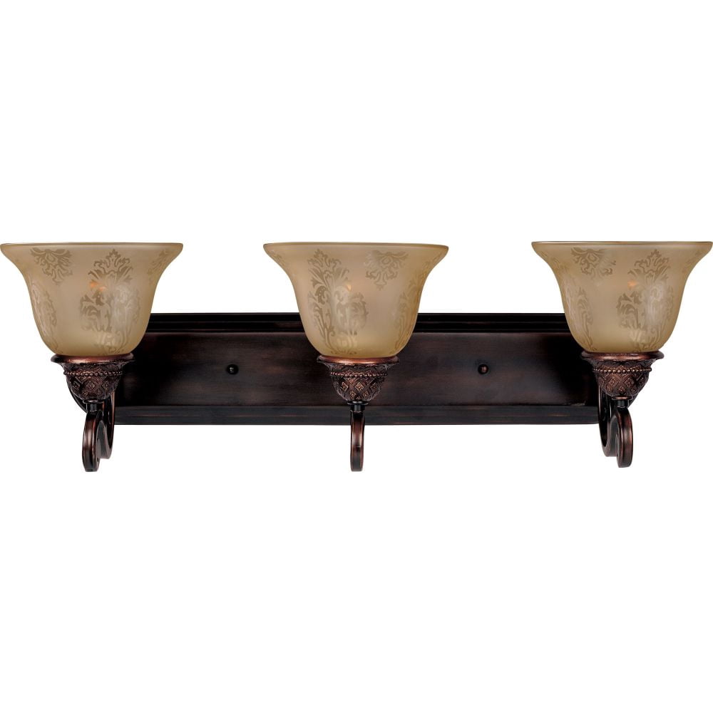 Three Light Oil Rubbed Bronze Screen Amber Glass Vanity - Walmart ...
