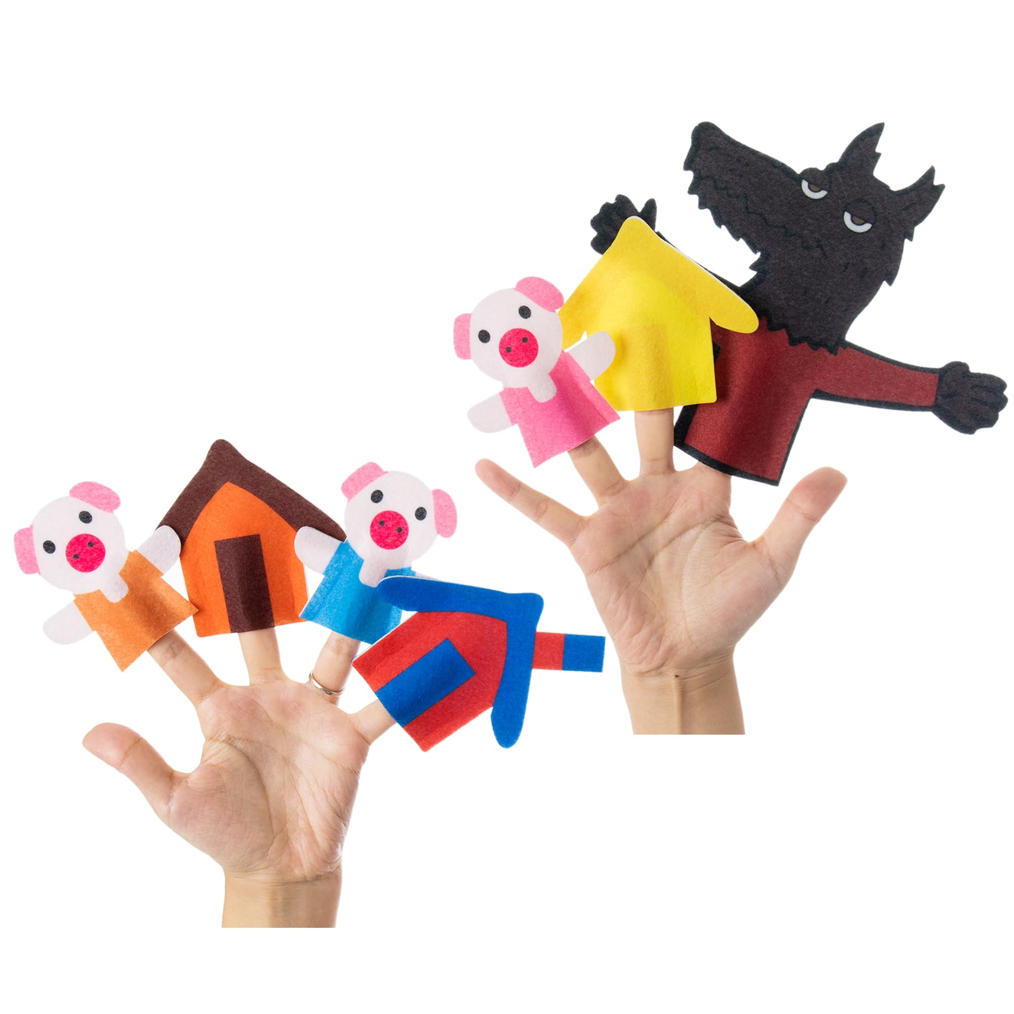Three Little Pigs Finger Puppets for Kids, 7pcs Story Finger Puppets ...