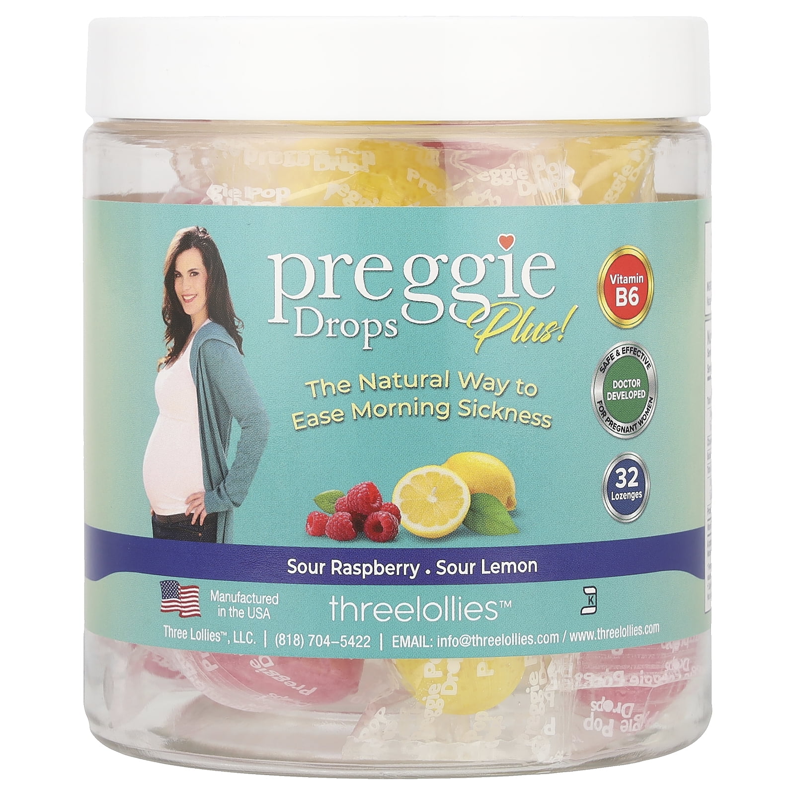 Preggie Drops Plus!, Sour Raspberry, Sour Lemon, 32 Lozenges - Walmart.com