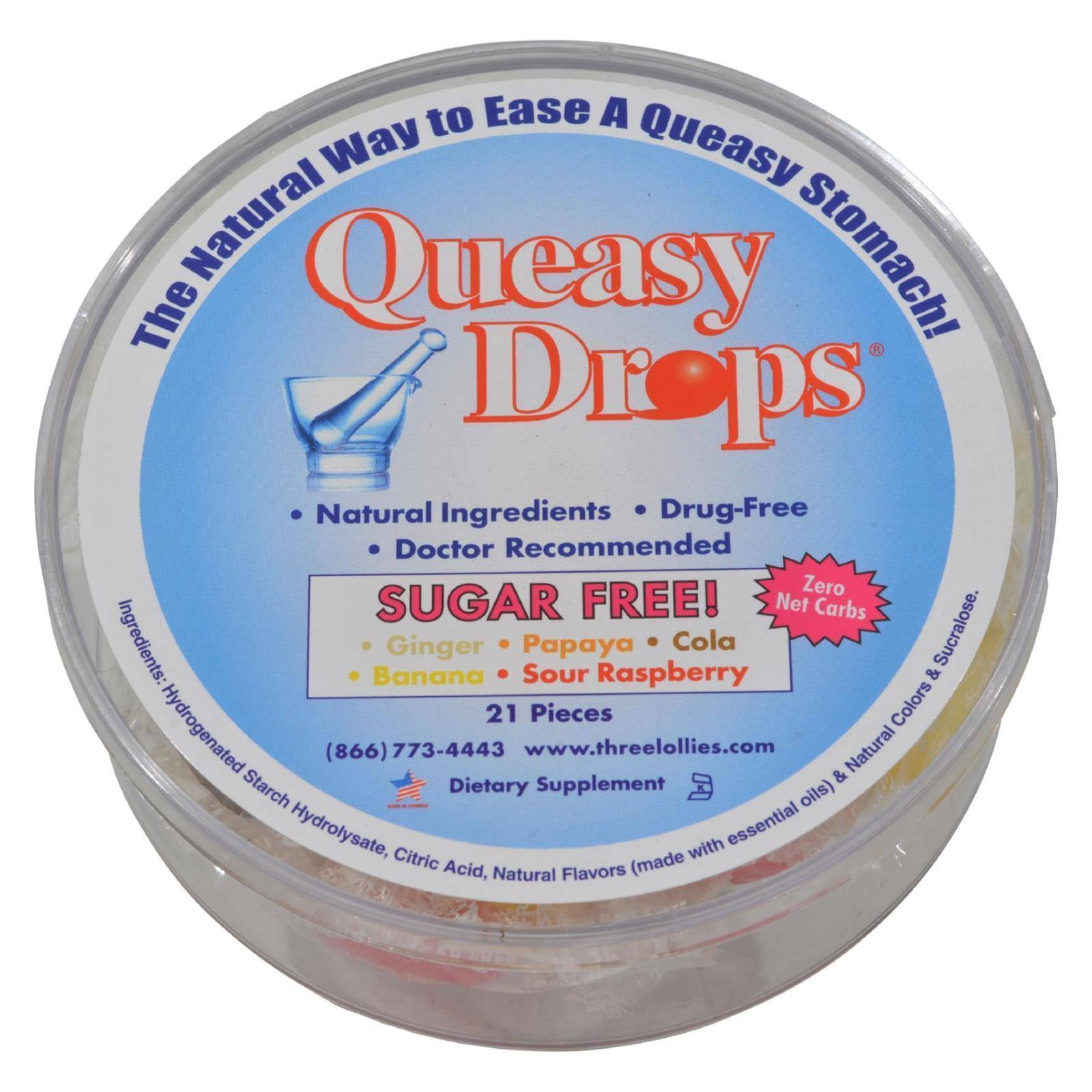 Three Lollies Queasy Drops Ginger Papaya Cola Banana Sour Raspberry ...