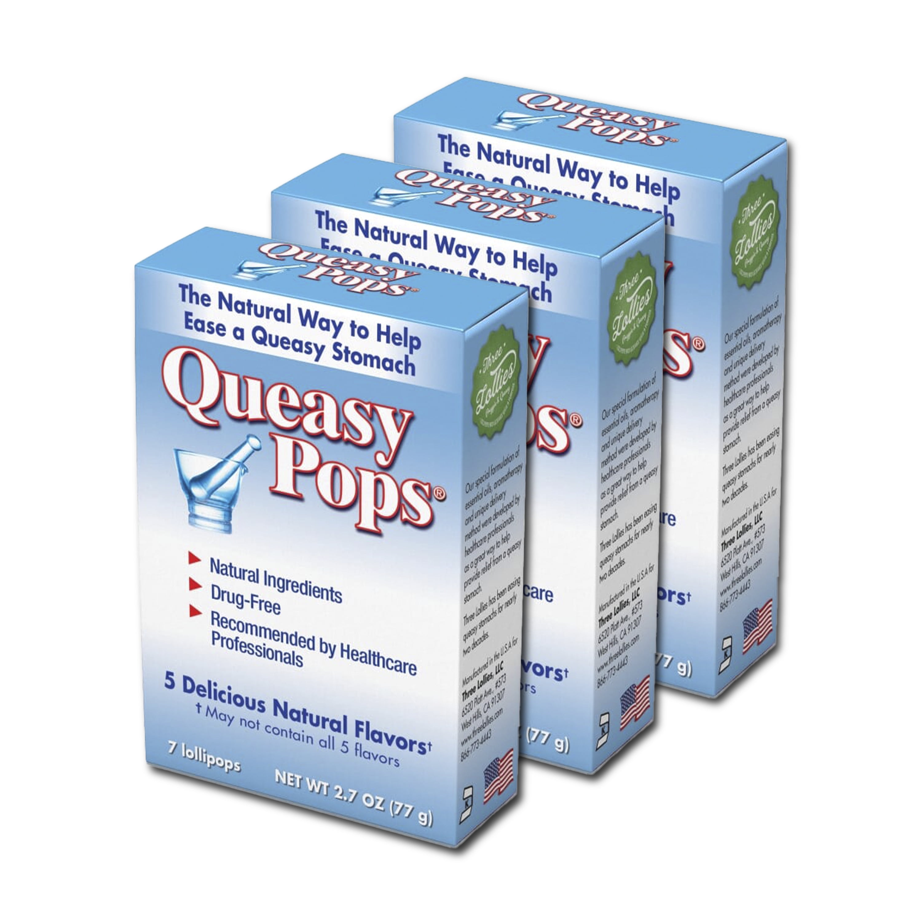 Three Lollies Queasy Pops - Nausea Relief Lollipop Stick - Relief from ...