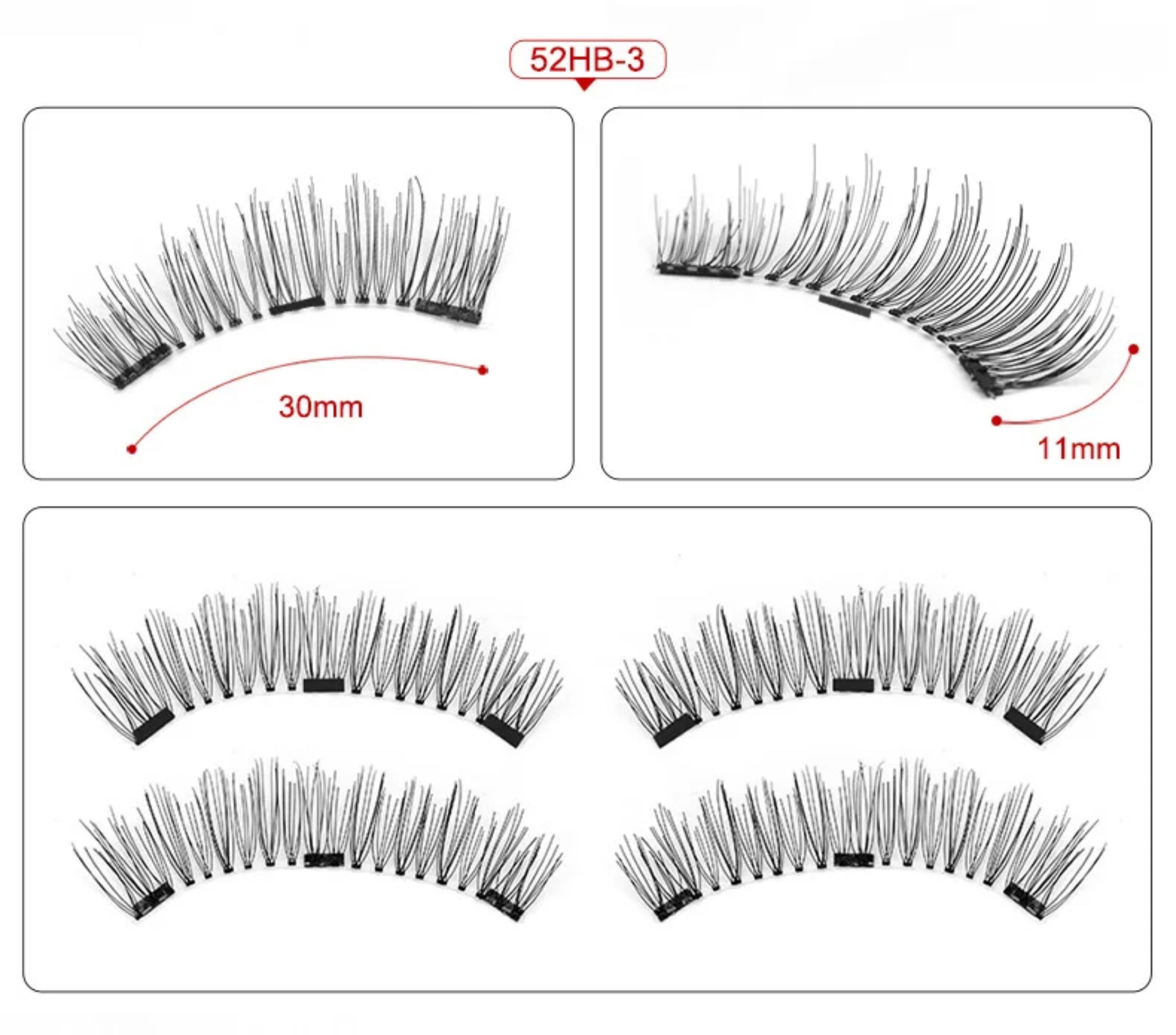 Three Magnet False Eyelashes Handmade Naturally Realistic Quick Paste ...