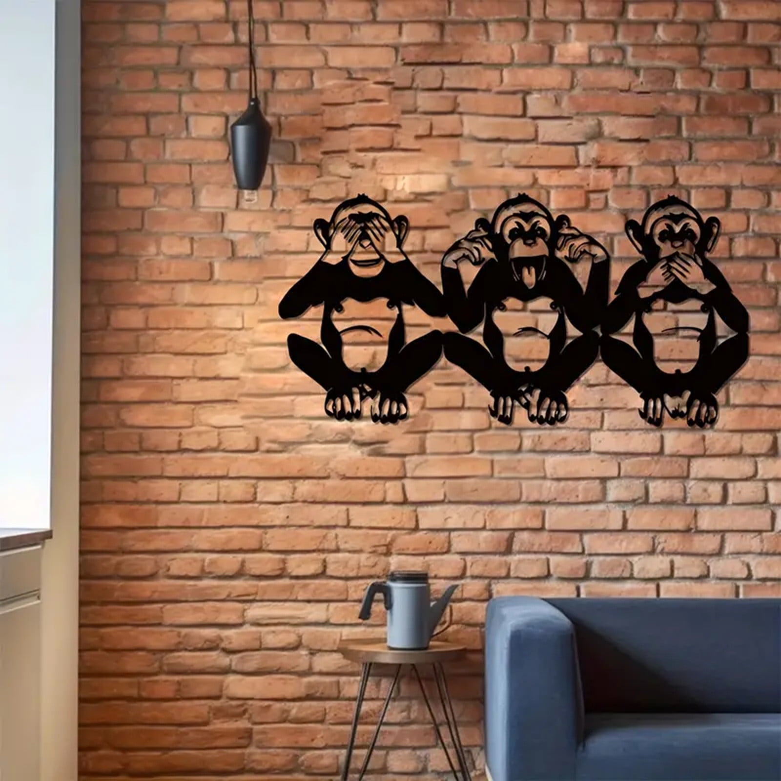Three Monkey Metal Wall Artworks Monkey Decoration Do Not Look At ...